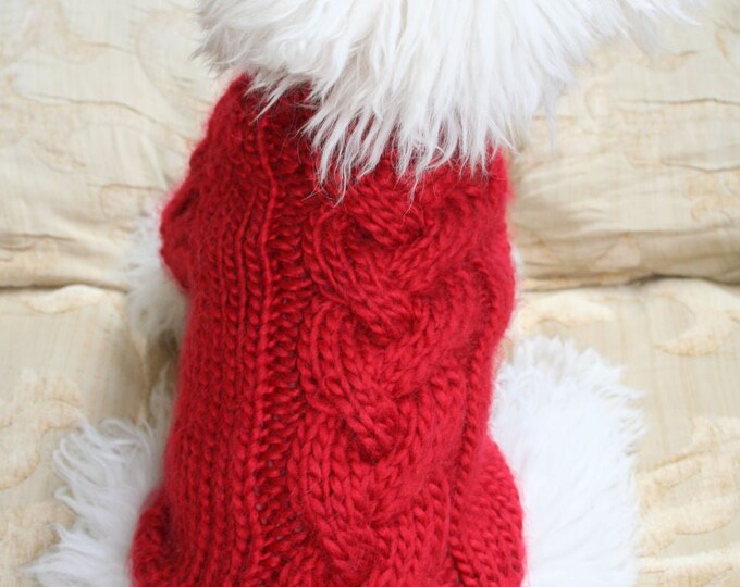 Red Dog Sweater Puppy Sweater Pet Clothing Hand Knit Dog - Etsy