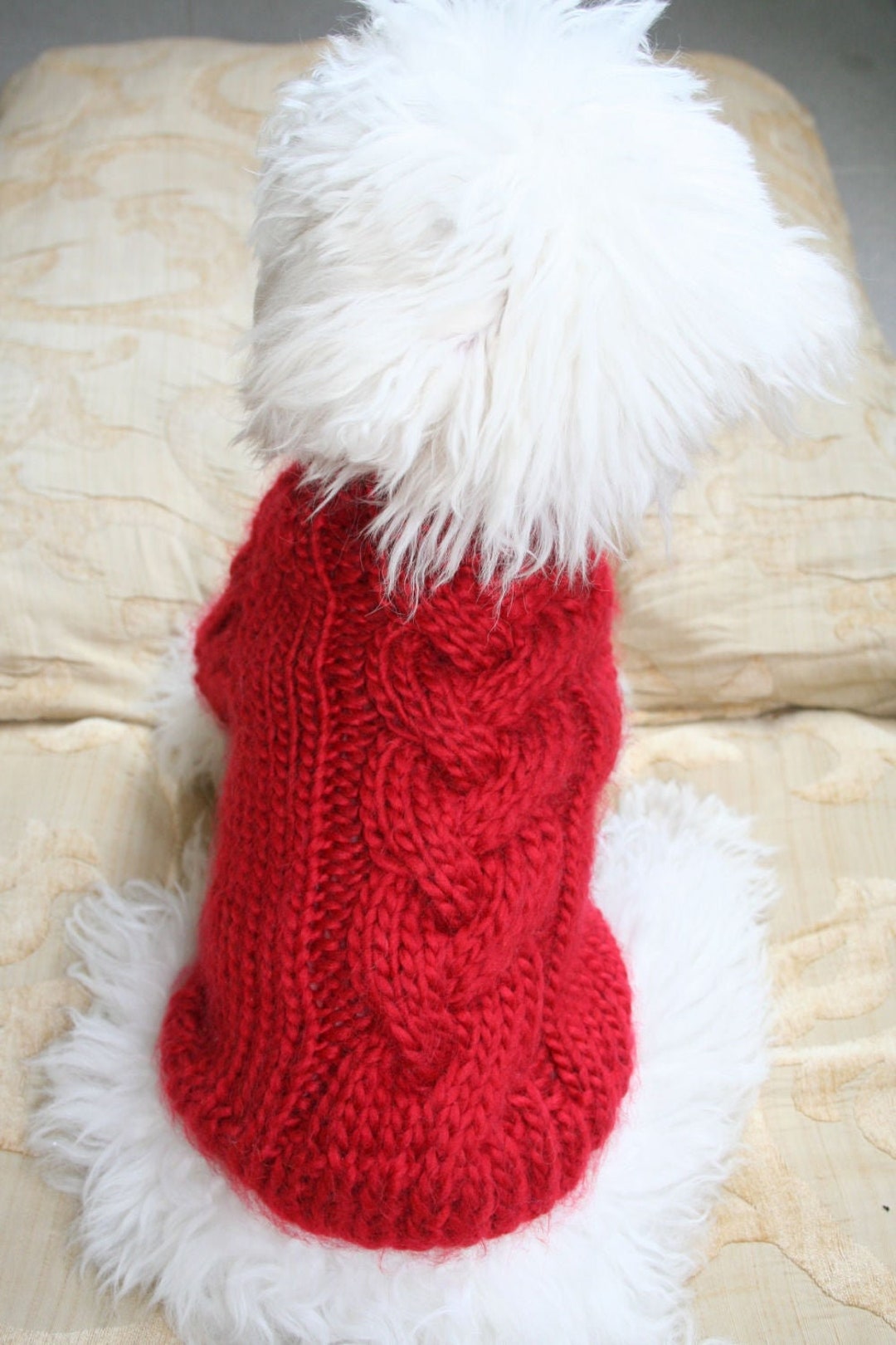 Red Dog Sweater, Puppy Sweater, Pet Clothing, Hand Knit Dog Clothes ...