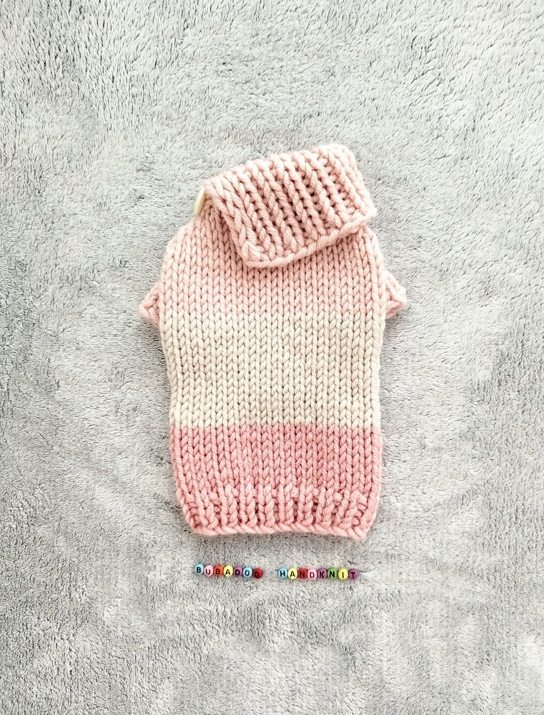 Pink Dog Sweater, Dog Handknit Sweater, Pet Dog Coat, Color Block Pet ...