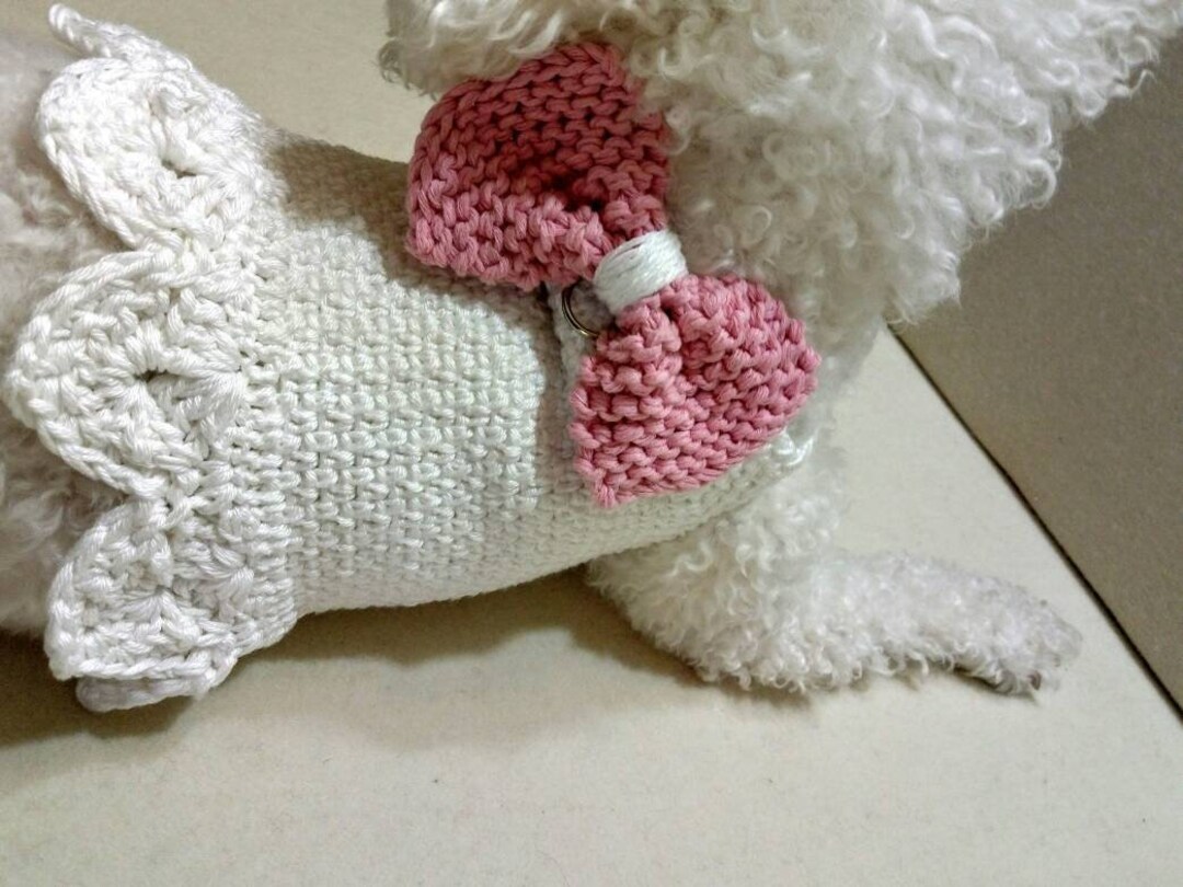 Crochet Dog Harness, XXS Dog Clothes, Cotton Dog Top, Handmade Harness ...