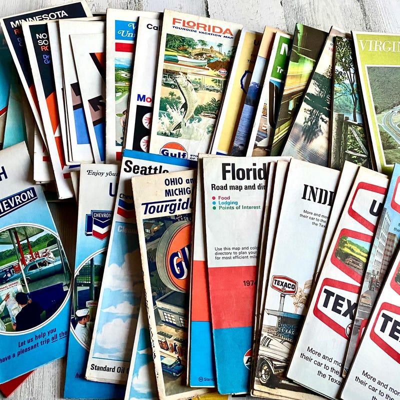 Us Road Maps Vintage - Etsy