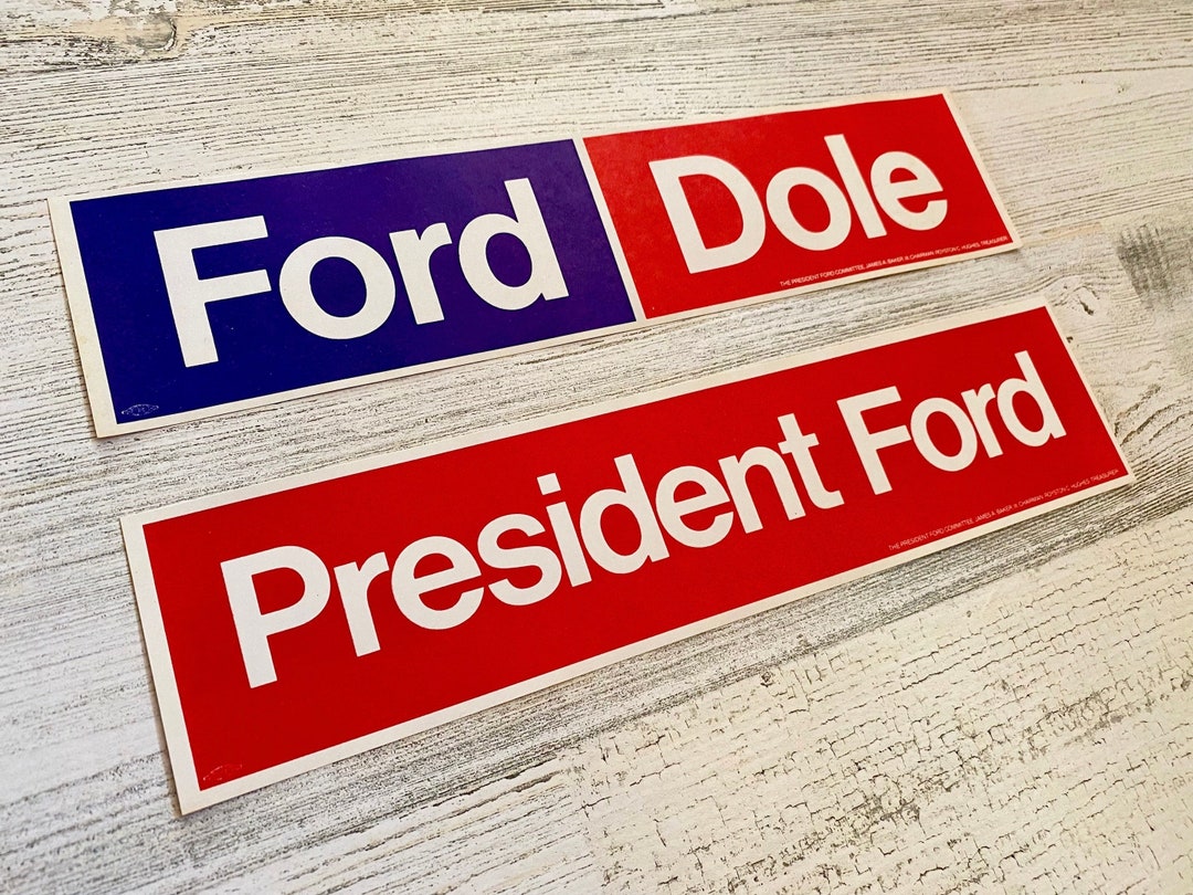 1976 President Ford Dole Bumper Sticker Vintage Political Gerald R Ford ...
