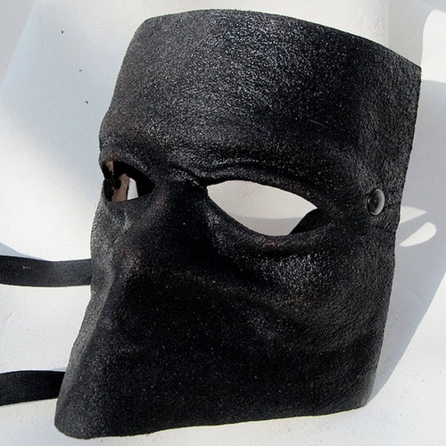Bauta Venice Carnival Venetian Casanova Mask Black Leather - Etsy