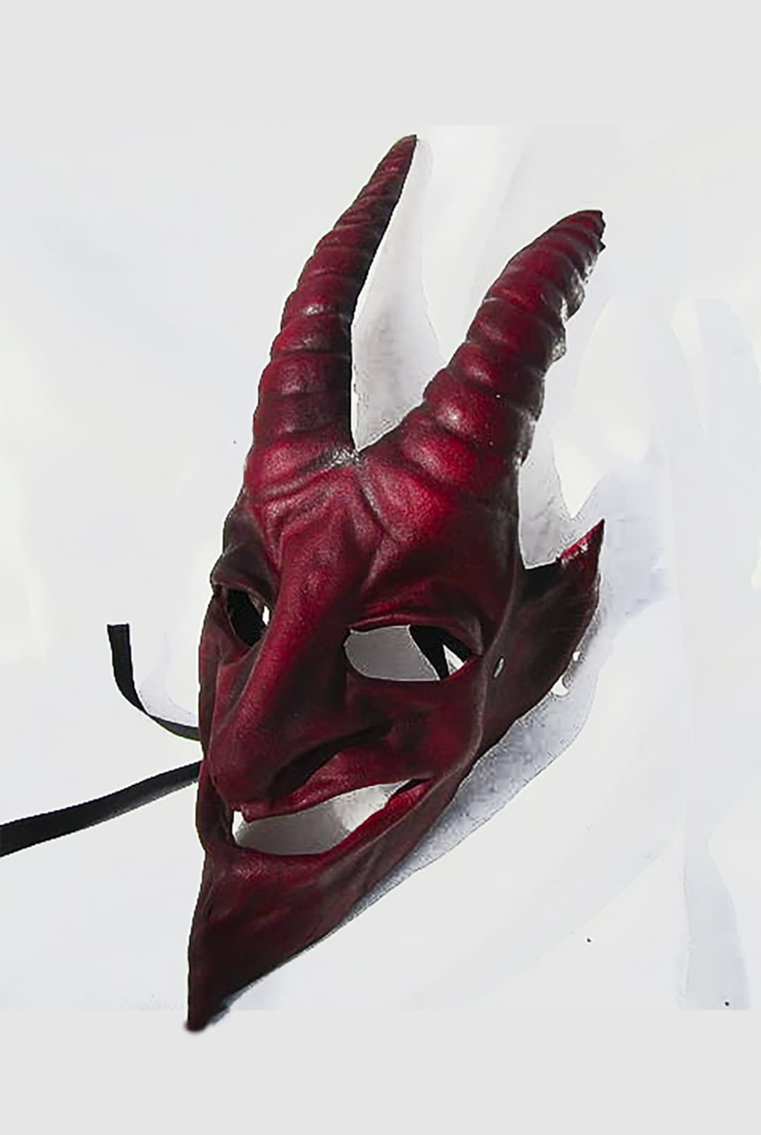 Satyr Mask Devil Demon Burgundy Leather Horn Costume Larp Renaissance ...