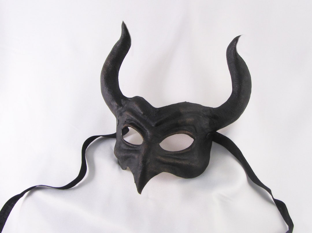 Demon Mask Devil Leather Horn Costume Cospaly Larp Renaissance Wicca ...