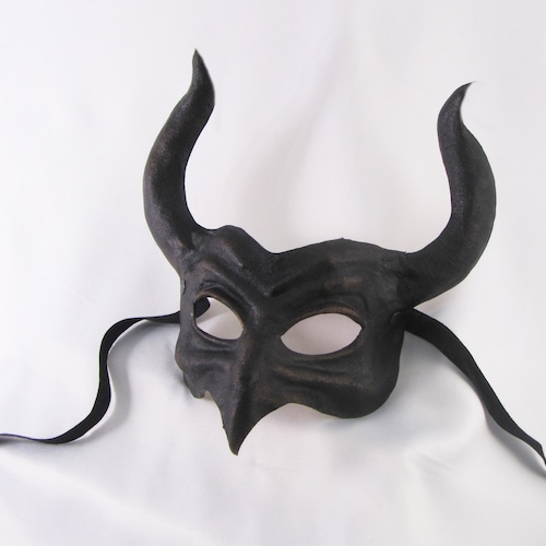 Demon Mask Devil Red Leather Horn Costume Larp Renaissance - Etsy