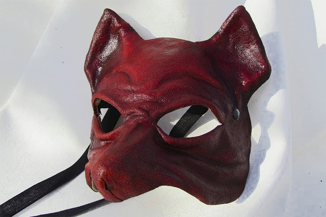Little Fox Mask Dark Red Leather Costume Cosplay Larp Renaissance Wicca ...