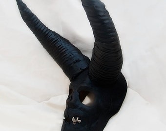 Satyr Demon Mask Black Dark Leather Costume Larp Renaissance | Etsy