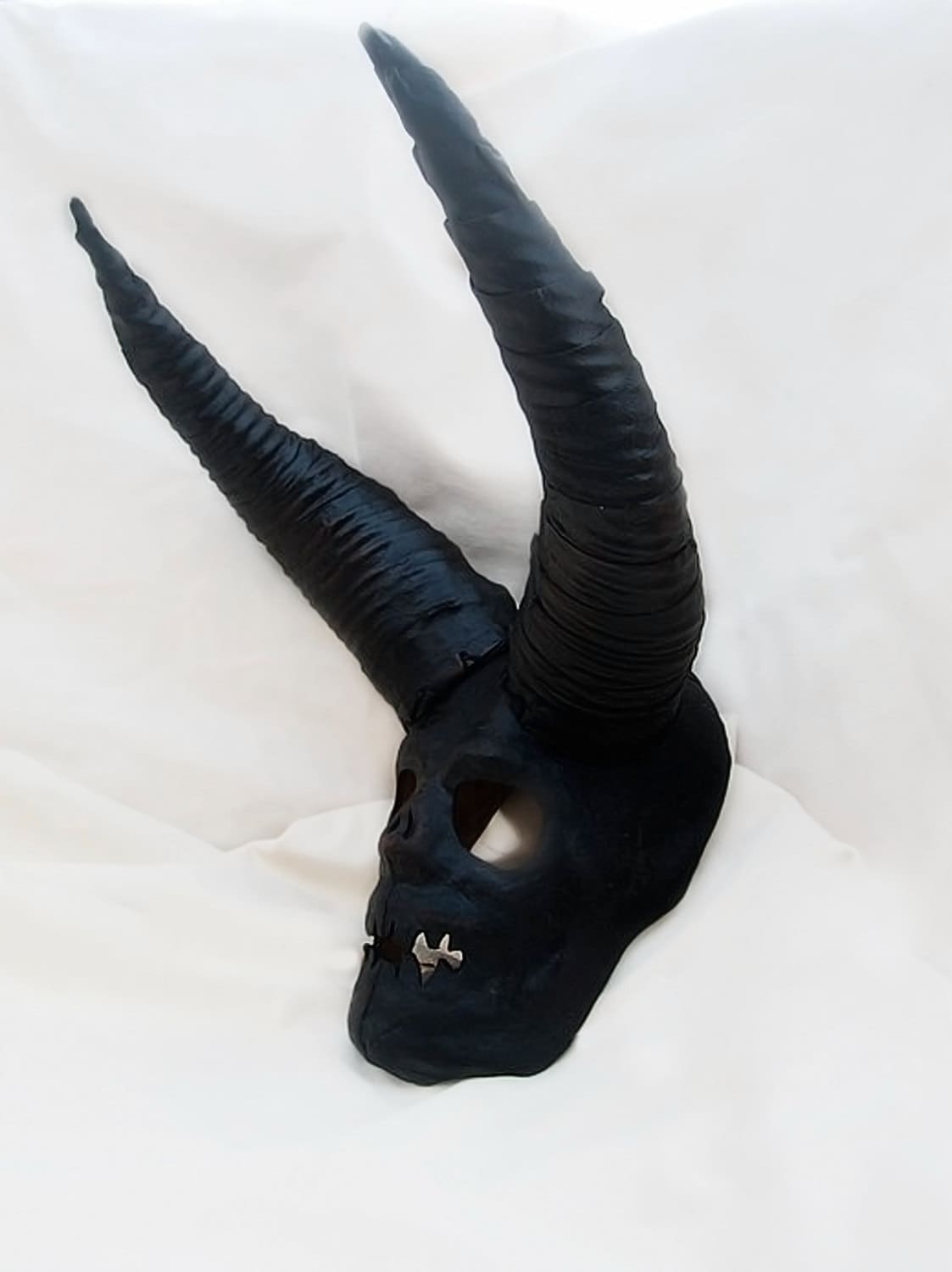 Demon Skull Mask Black Dark Leather Costume Horn Cosplay Larp - Etsy