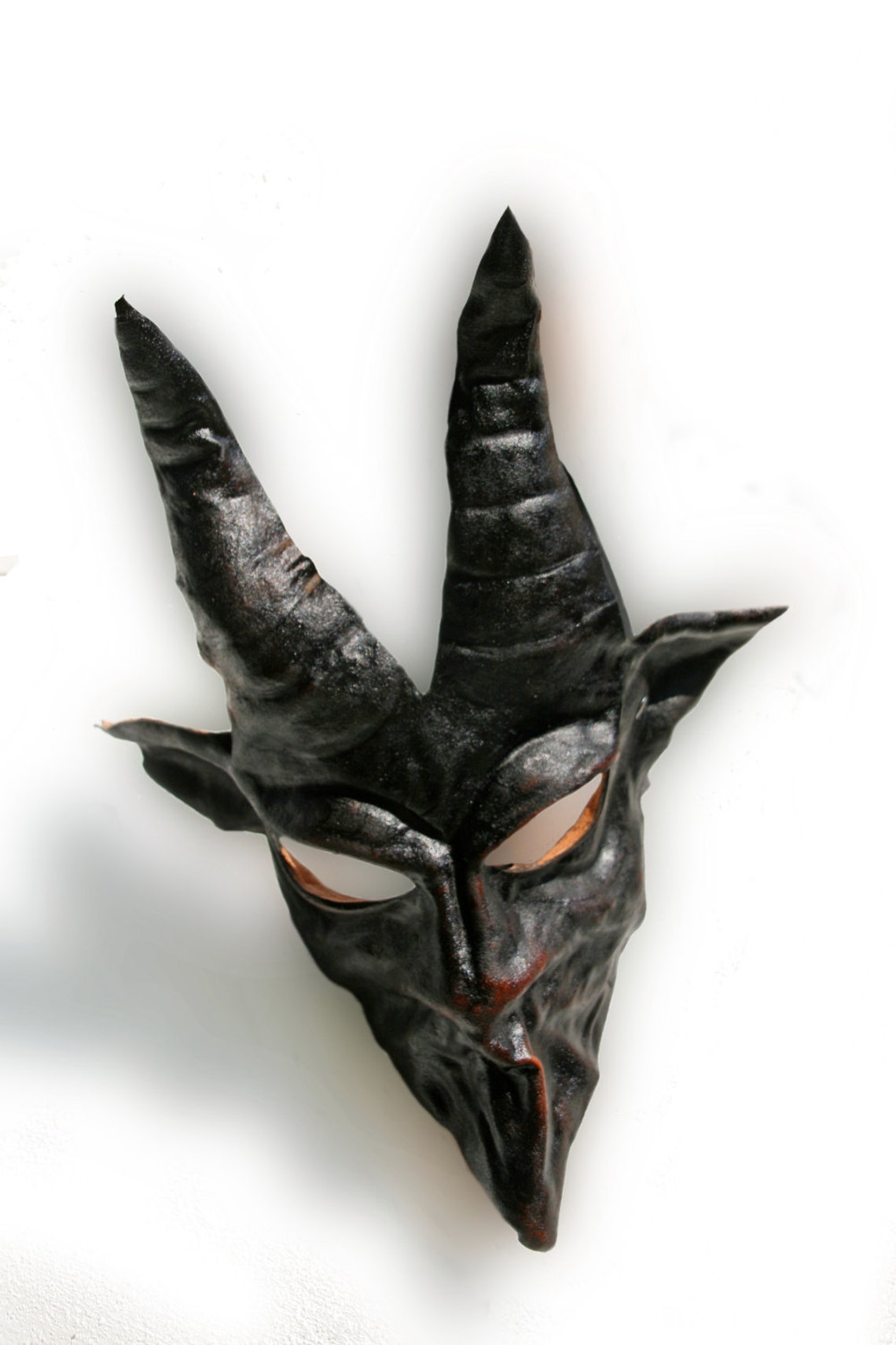 Demon Mask Black Devil Leather Horn Costume Cosplay Larp - Etsy
