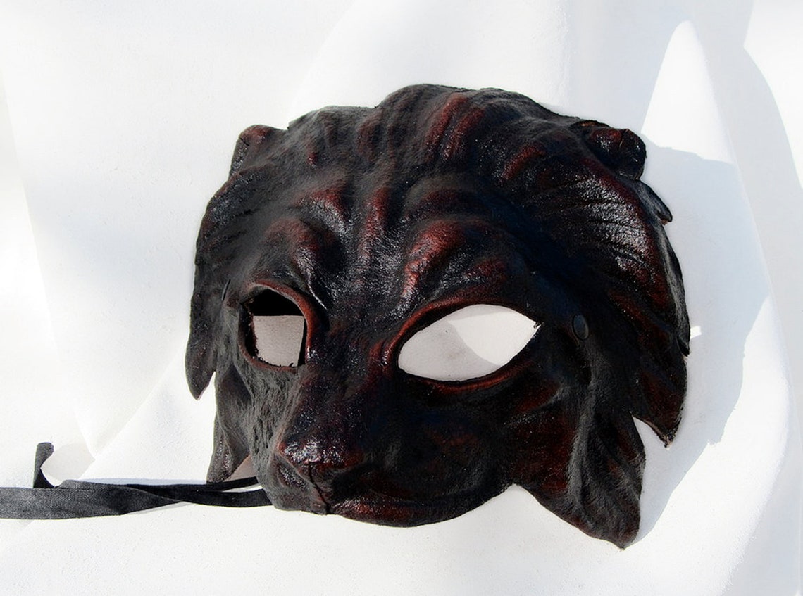 Lion Mask Black Dark Leather Costume Cosplay Larp Renaissance - Etsy