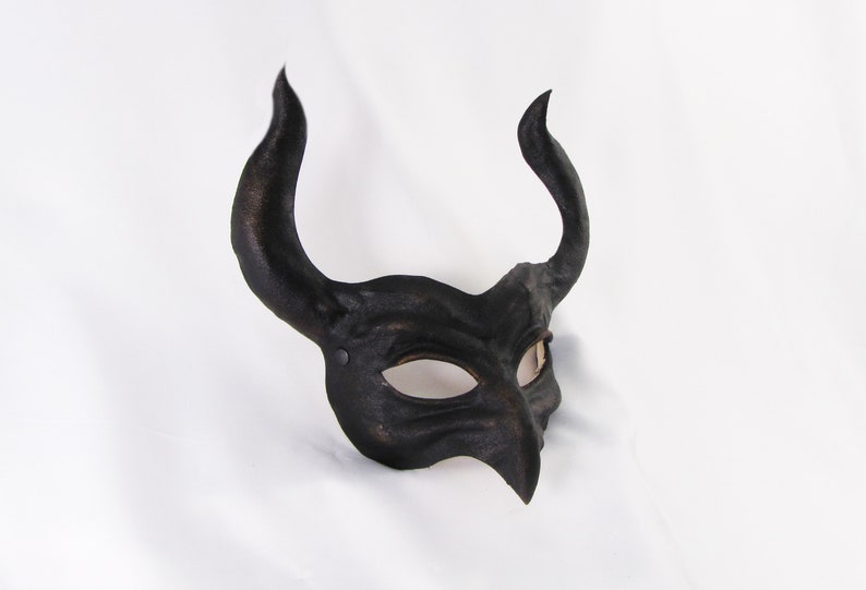 Demon Mask Devil Leather Horn Costume Cospaly Larp Renaissance Wicca ...