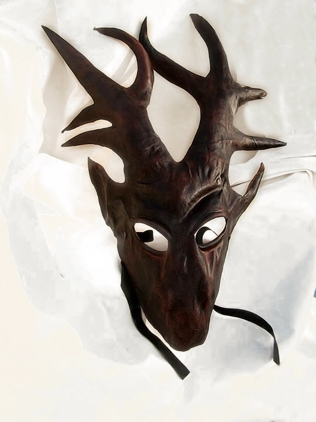 Stag Mask Brown Dark Leather Costume Deer Hart Cosplay Larp Renaissance ...