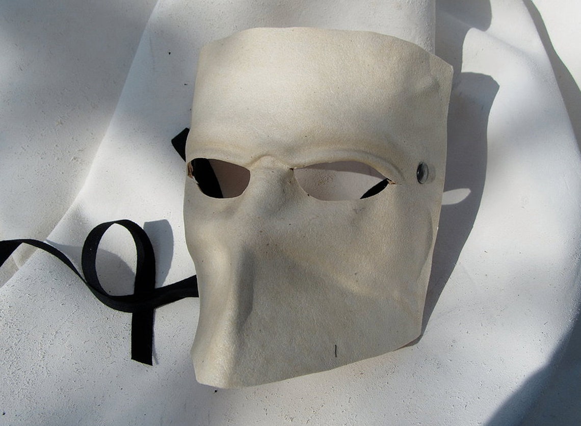Bauta Venice Carnival Venetian Casanova Mask White Leather | Etsy