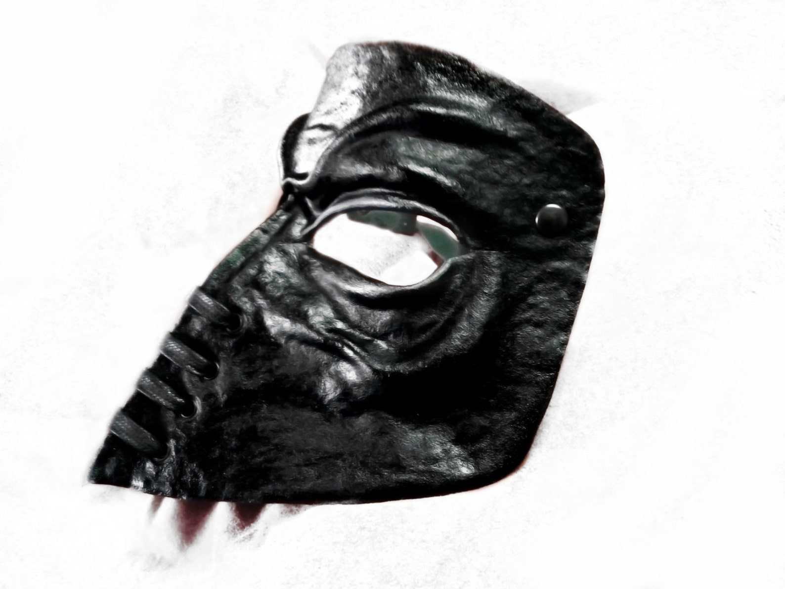 Bauta Venice Carnival Venetian Casanova Mask Black Leather Costume Larp ...