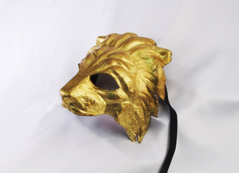 Lion Mask Gold Leather Costume Cosplay Larp Renaissance Wicca - Etsy