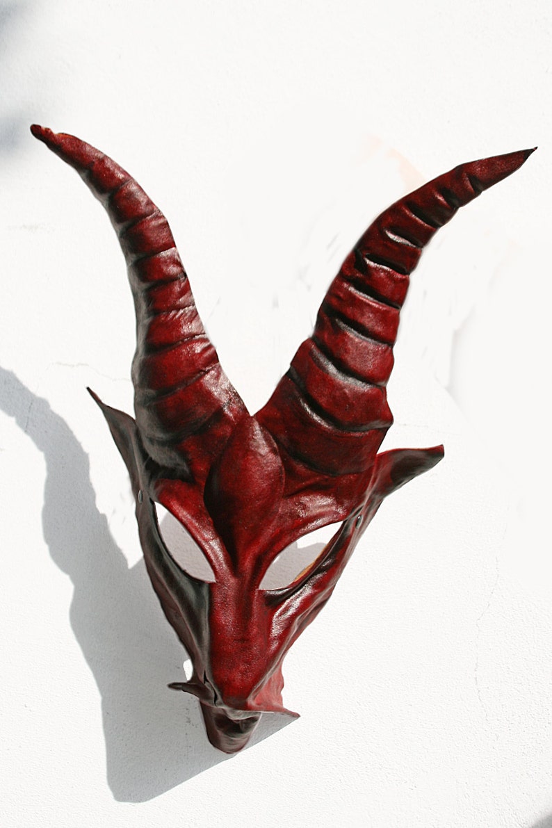 Demon Mask Devil Red Leather Horn Costume Cospaly Larp - Etsy