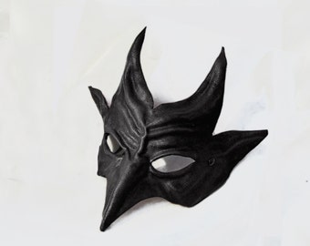 Demon Mask Devil Red Leather Horn Costume Larp Renaissance | Etsy