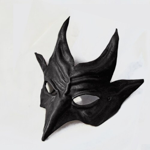 Satyr Demon Mask Black Dark Leather Costume Larp Renaissance - Etsy
