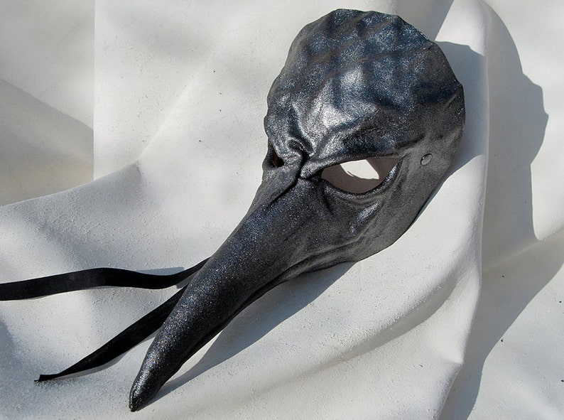 Crow Mask Silver Leather Dark Gothic Costume Larp Renaissance | Etsy