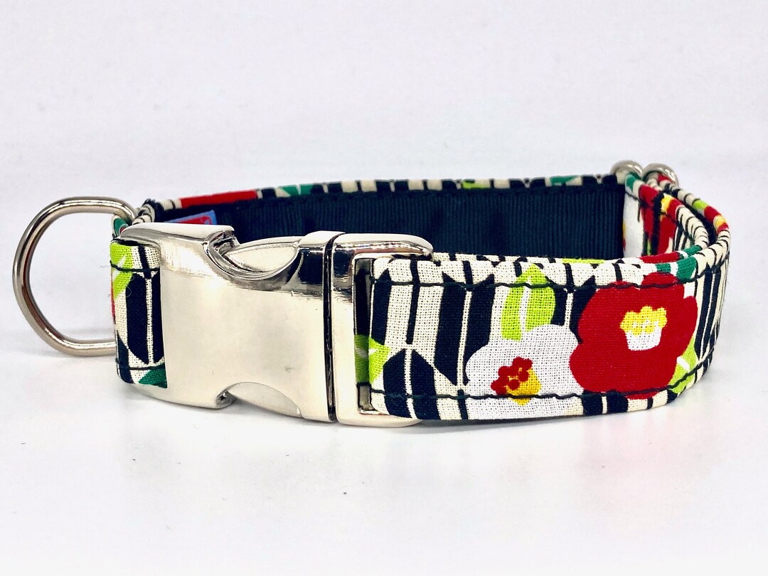 TSUBAKI Dog Collar - Japanese Arrow Yagasuri Pattern With Camellia ...