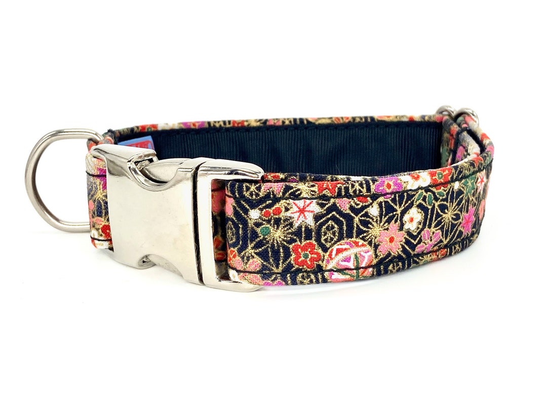 Komachidog Dog Collar, Japanese Kimono Style Fabric, Solid Material and ...