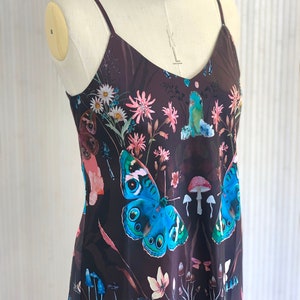 Butterfly 'nectar' Print Silk Slip Dress With Crystals and Mushrooms - Etsy