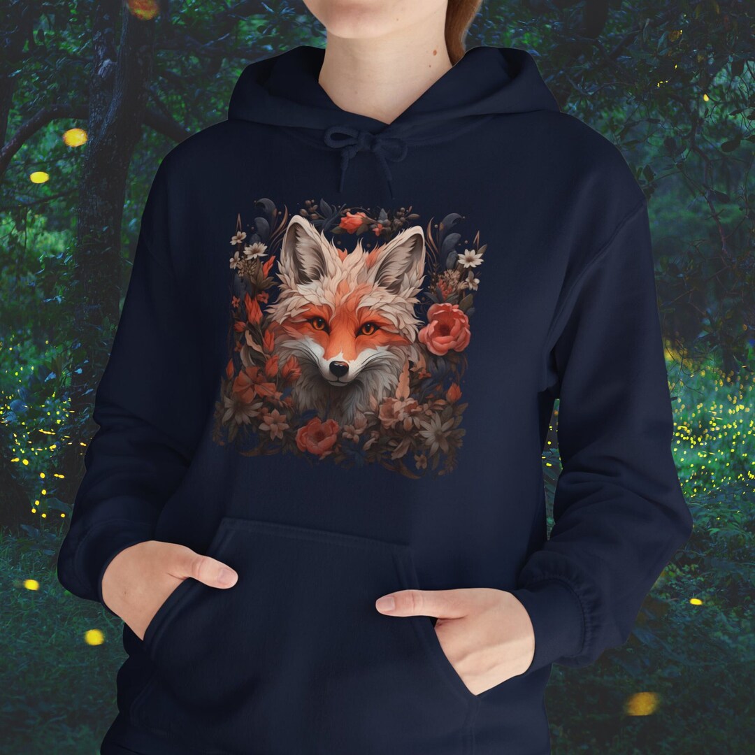 Fox Hoodie Women, Fox Print Hoodie, Cute Fox Hoodie, Cottagecore ...