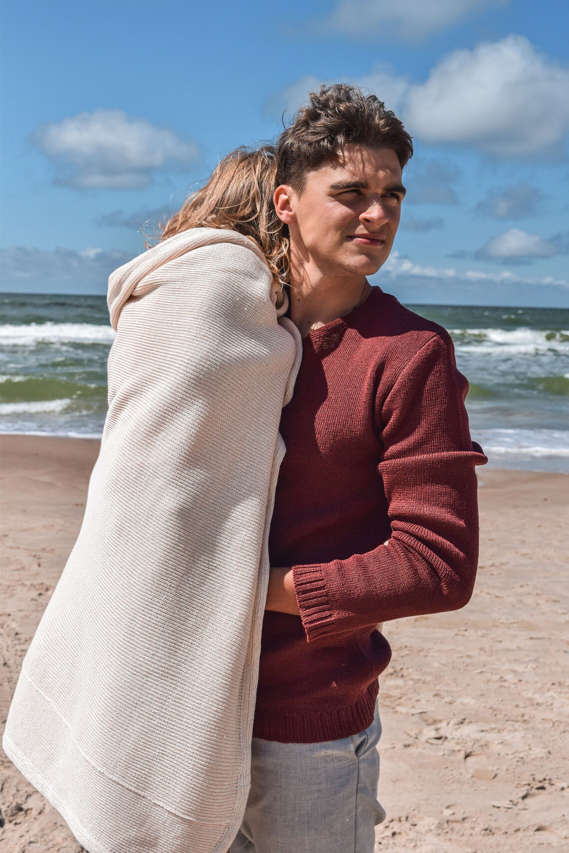 100% Linen Knitted Sweater for Men Handmade Natural - Etsy