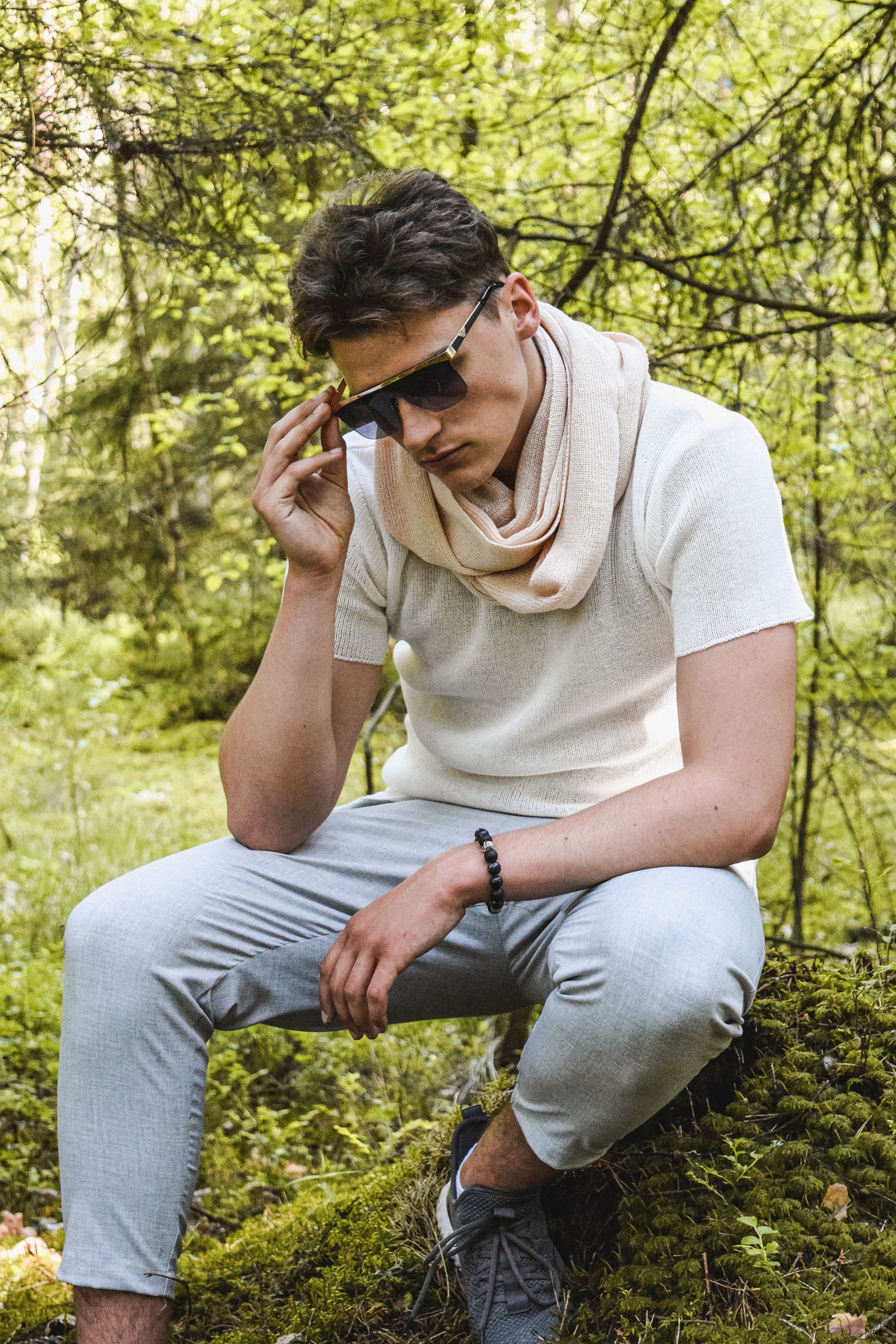 Linen Scarf for Men Men's Scarf Knitted Scarf Hand Knit Scarf Unisex ...