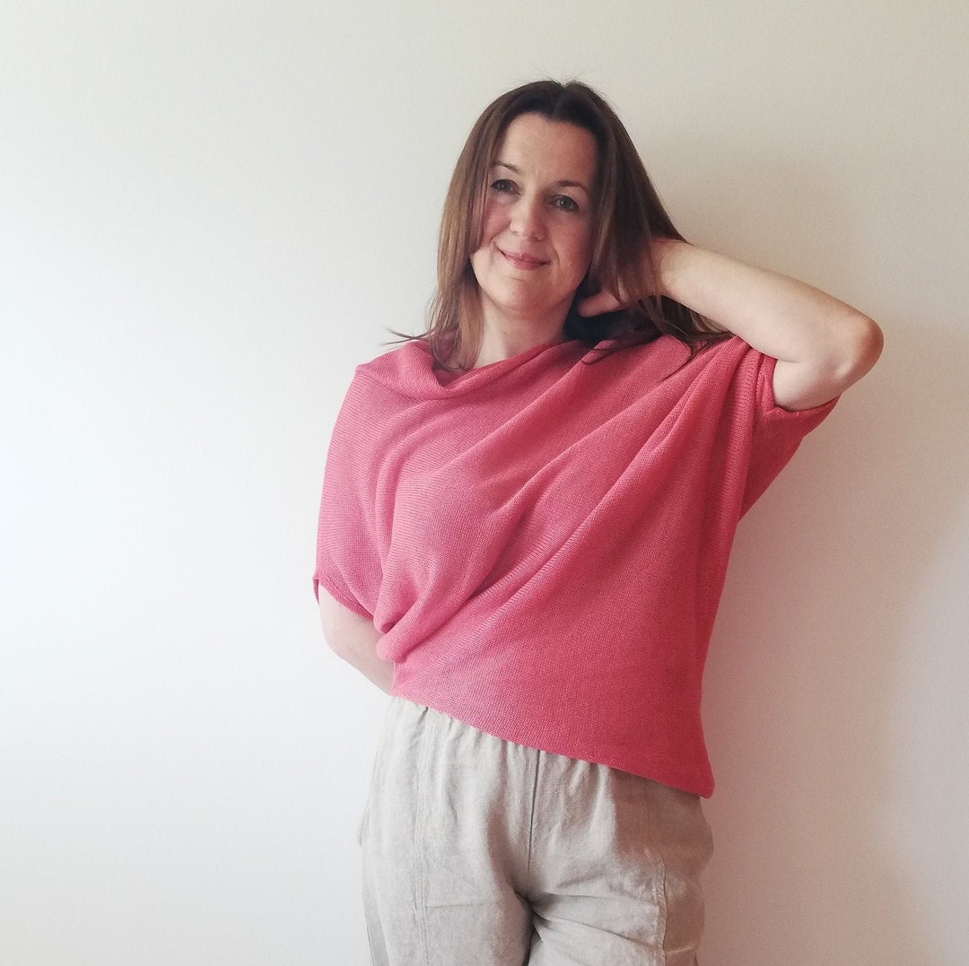 100% Natural Linen Knitted Sweater for Woman, Washed Linen High-quality ...