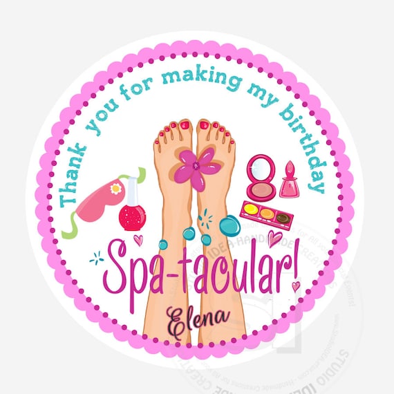 Custom Spa-tacular Party Printable 2.5 Tags-Personalized | Etsy