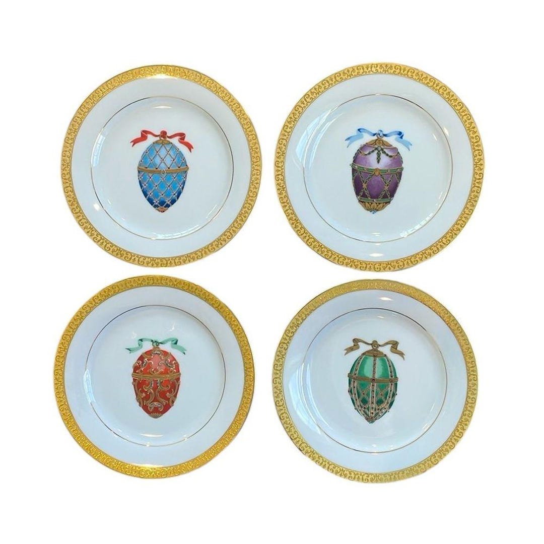 Gold Buffet Royal Gallery Faberge Egg Lunch Plates 8.5 Salad 1991 Set ...