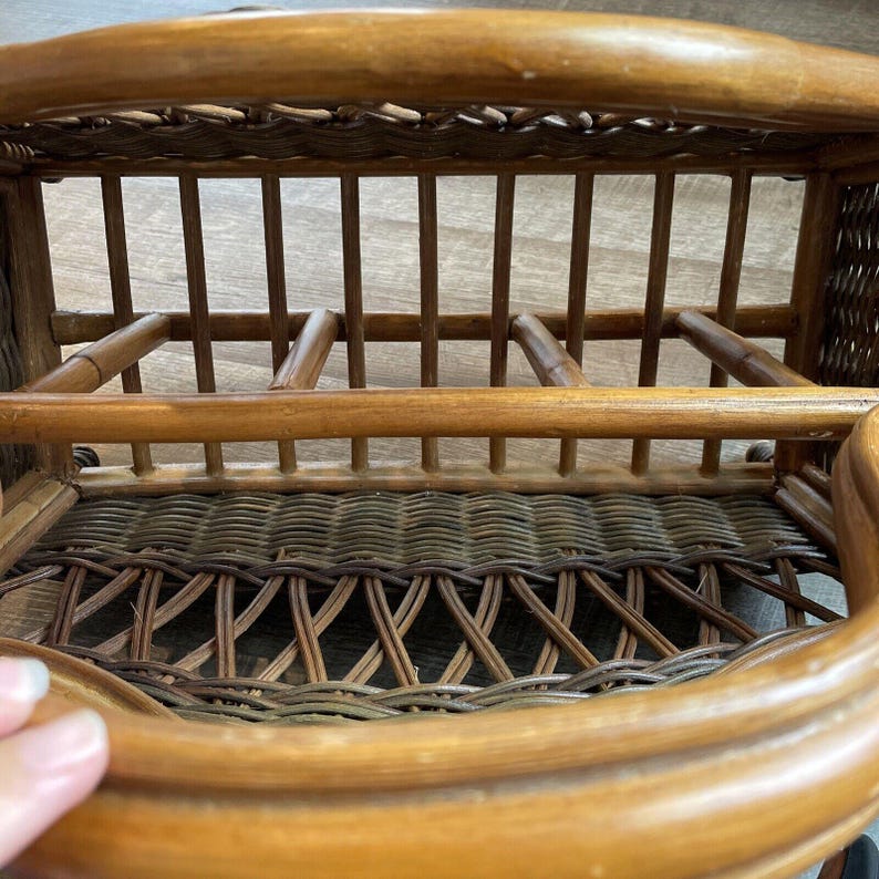 Vintage Bamboo Wicker Magazine Rack Book Storage MCM Boho - Etsy
