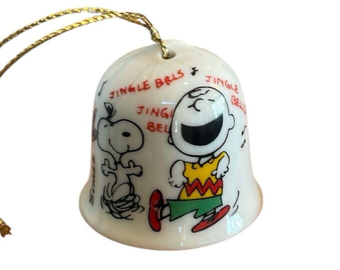 Vintage Peanuts Snoopy Ceramic Miniature Christmas Bell Ornament 1.5”H ...