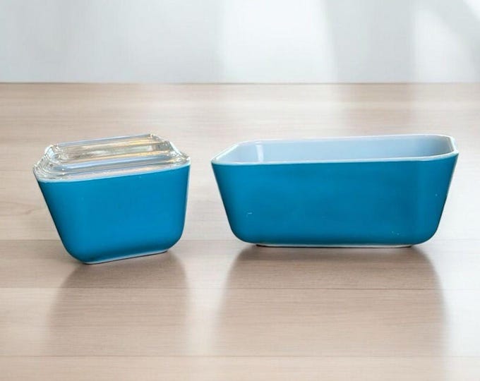 Vintage Pyrex Blue Glass Storage 501 1.5 Cup With Lid & 502 ...