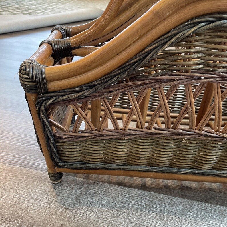 Vintage Bamboo Wicker Magazine Rack Book Storage MCM Boho - Etsy