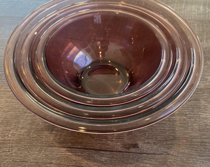 Pyrex Vintage Amethyst Purple Glass Mixing Bowls 322 323 325 Nesting ...
