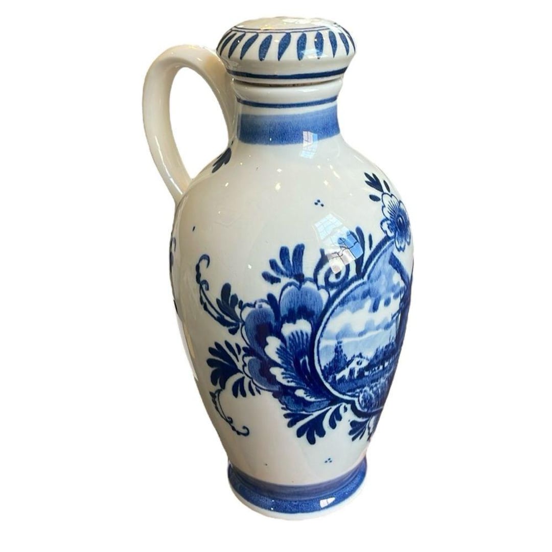 Vintage BOLS Delft Blue Decanter Jug With Stopper Zenith Hand Painted ...