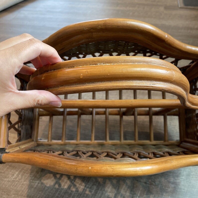 Vintage Bamboo Wicker Magazine Rack Book Storage MCM Boho - Etsy