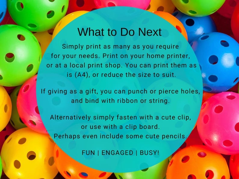 PICKLEBALL Themed Activity Book for Kids Aged 4-8 Years Old, Printable ...