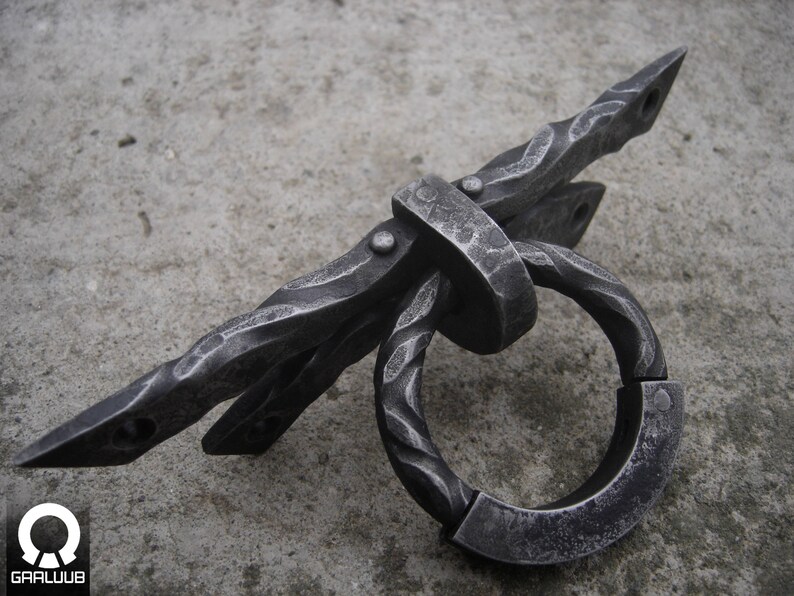 Unique wrought iron ring pull / Rustic drawer pulls / Hand | Etsy