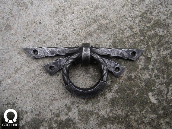 Unique wrought iron ring pull / Rustic drawer pulls / Hand | Etsy