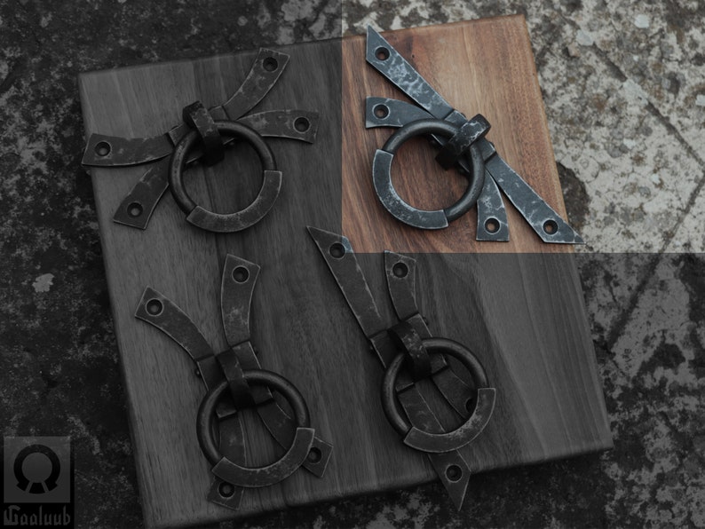 Wrought Iron Ring Pull Iron Drawer Pulls Distressed - Etsy