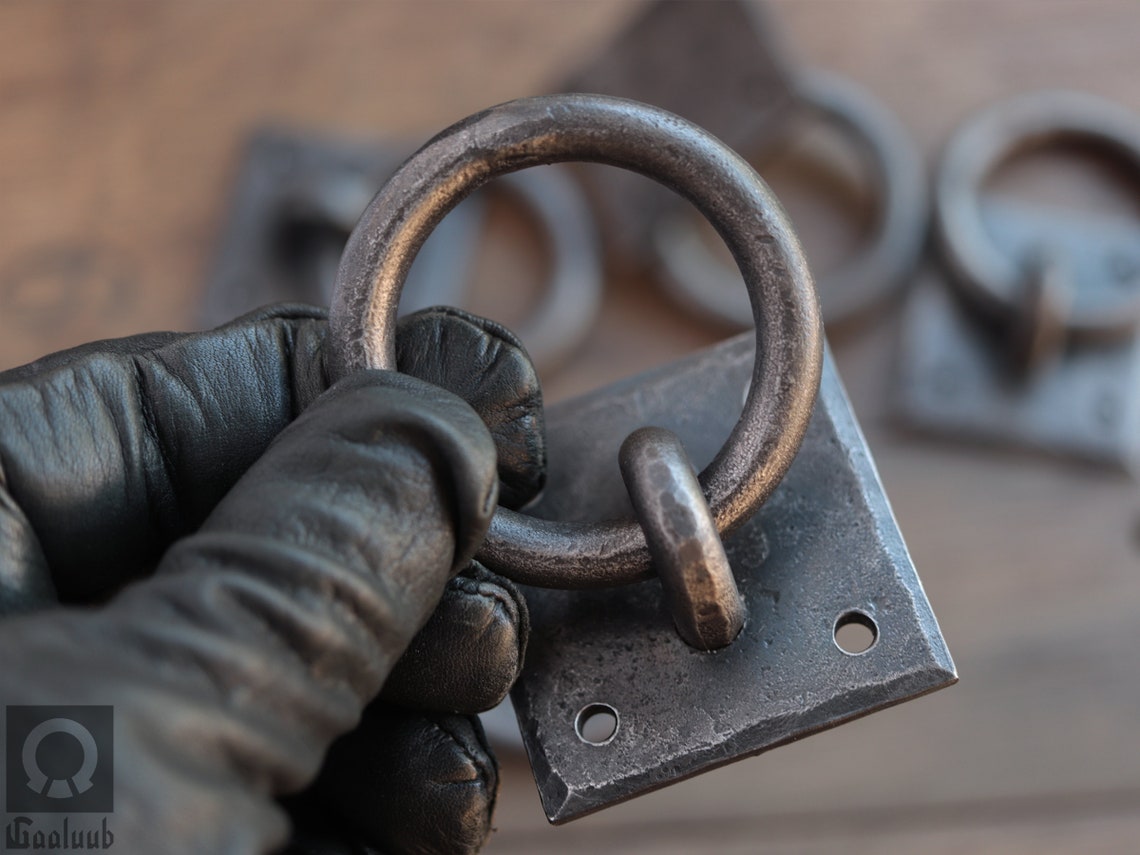 Set of 4 Hand Forged Ring Pull Handles Wrought Iron Ring | Etsy