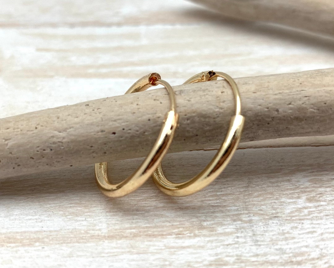 Simple Gold Hoop Earrings Endless // 15mm Small Continuous Hoops ...