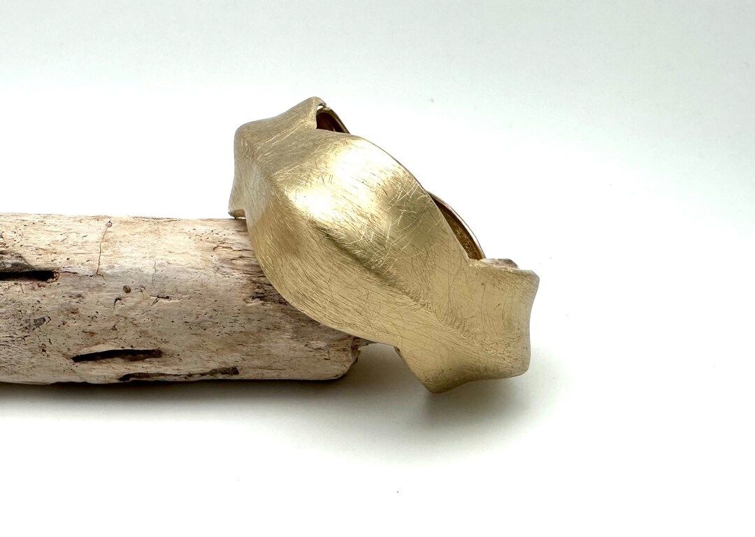Gold Statement Bracelet // Matte Gold Bracelet // Gold Hinged Cuff ...
