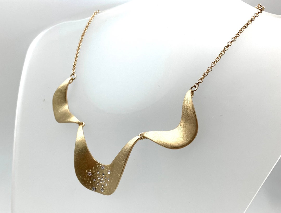 Gold Statement Necklace / Matte Gold Necklace / Brushed Gold / Gold ...