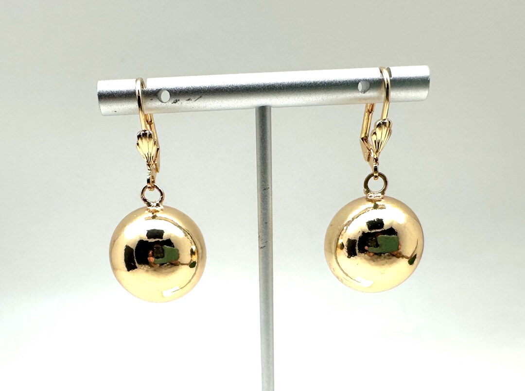 18k Gold Fill Ball Earrings: Lightweight Hypoallergenic Dangle - Etsy