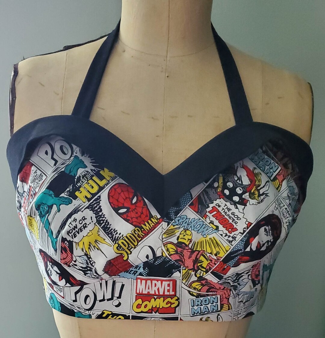 Superhero Pinup Bra Top, Superhero Pinup Halter Top, Retro 1950s Bra ...